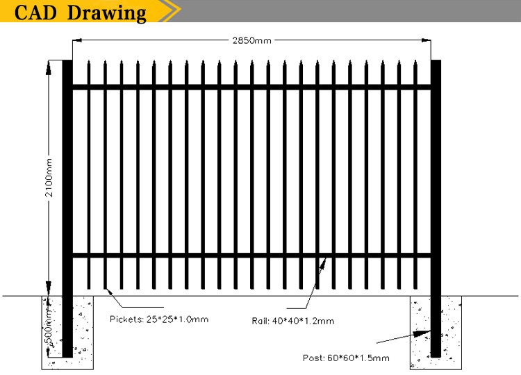 Steel Picket Fence | Black & Metal Picket fence for Residential Use